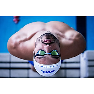 ARENA Unisex Cobra Core Swipe Anti-Fog Racing Swim Goggles for Men and Women Polycarbonate Mirror Lens, Aqua/Black