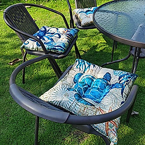 ADK SKY Seat Cushion Marine Animals Chair Pads for Dining Chairs, Office Chair, Car, Floor, Outdoor, Patio，Machine Wash & Dryer Friendly 4 Pack 16"×16"