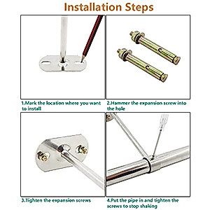 2 Pack Ceiling Mount Bracket, Stainless Steel Wardrobe Pipe Bracket Rod Holder Ceiling Holder, ULIFESTAR Shower Curtain Closet Wardrobe Rod Lever Support Holder Pipe Flange Socket 32x300mm/1.26x12''