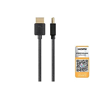 Monoprice High Speed HDMI Cable - 1 Feet - Black| Certified Premium, 4K@60Hz, HDR, 18Gbps, 36AWG, YUV, 4:4:4 - Ultra Slim Series