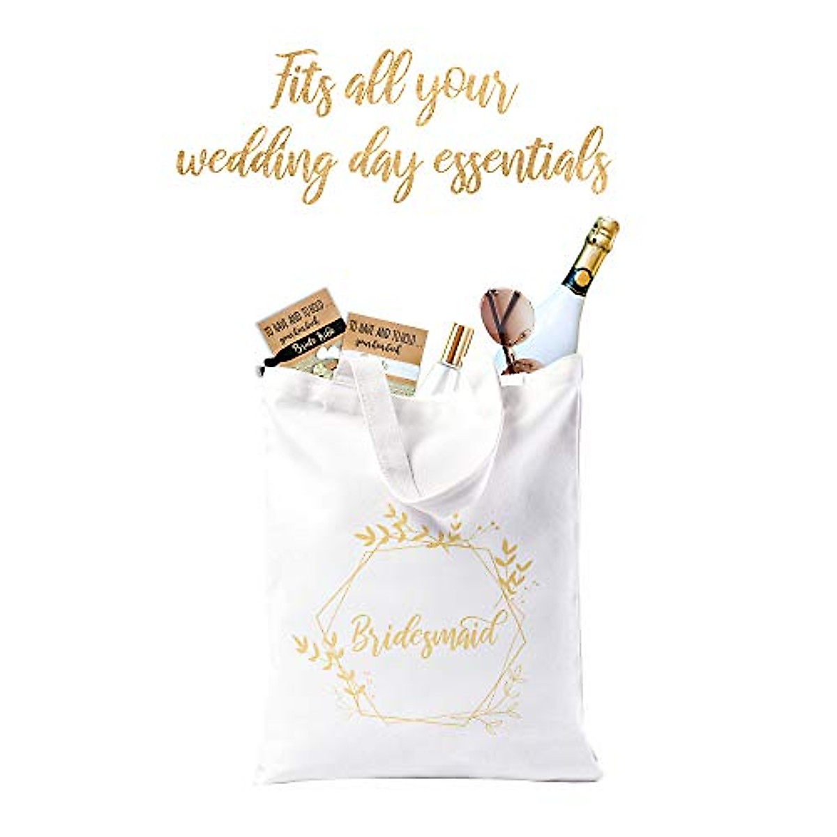 Pop Fizz Designs Bridesmaid Bags | 5 Bridesmaid Tote bags | 1 Maid of Honor Tote Bag (6 pack)