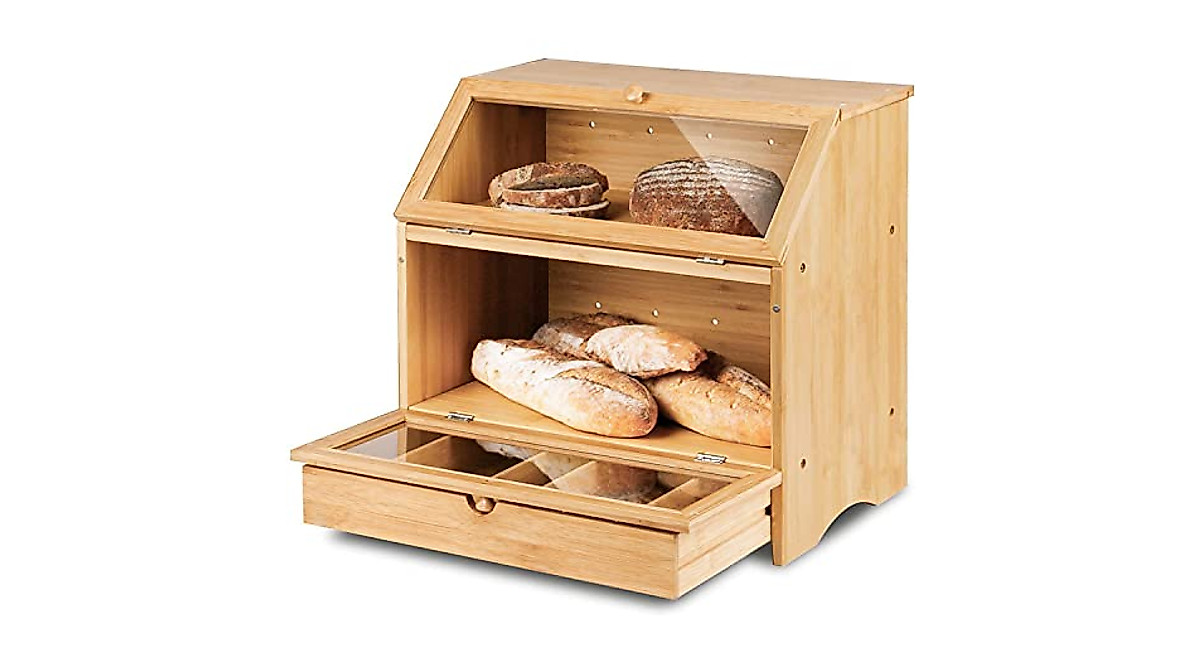 HOMEKOKO Large Bamboo Bread Box | Keep Baked Goods Fresh & Organized