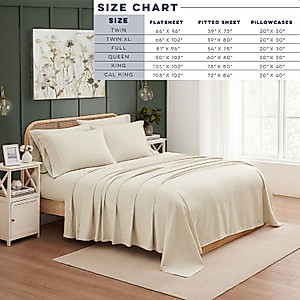 Casual Living Full Sheets Set 6 Piece Cooling Bed Sheets with 4 Envelope Pillowcases Soft Microfiber Deep Pocket Hypoallergenic Machine Washable Bedding Set for Guest or Master Bedroom, Full, Beige