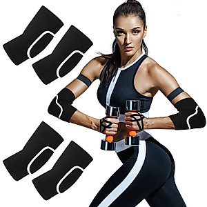 2 Pair Breathable Elbow Support Sponge Elbow Pads Protective Elbow Sleeve Volleyball Knee Pads Women Black Elbow Protectors Elbow Brace Compression Arm Brace Elbow Wraps for Men Women Teen Sport Work