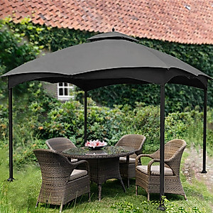 CoastShade Patio 10X12 Replacement Canopy Roof for Lowe's Allen Roth 10X12 Gazebo Backyard Double Top Gazebo #GF-12S004B-1（Gray）