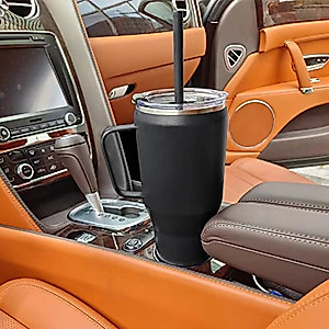 MUCHENGHY 40 oz Tumbler with Handle and Straw Lid, Leak Proof Double Vacuum Stainless Steel Tumblers Insulated Travel Coffee Mug with Lids Black