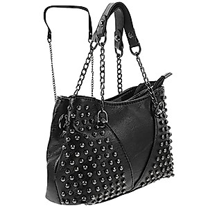 GALPADA Studded Handbag Studded Bag Black Crossbody Bag Rivet Shoulder Bag Leather Tote Bag Crossbody Handbags Rivet Shoulder Bag