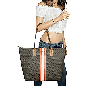 Michael Kors large top zip travel tote tangerine multi