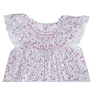 Baby Hand Smocked Bubble Bodysuit, White Romper