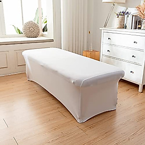 KULLAMEE 2pcs White Lash Bed Cover Fitted for 6FT Lash Table or Massage Bed Lash Extension Bed Spandex Bed Cover (White/Cream 2)