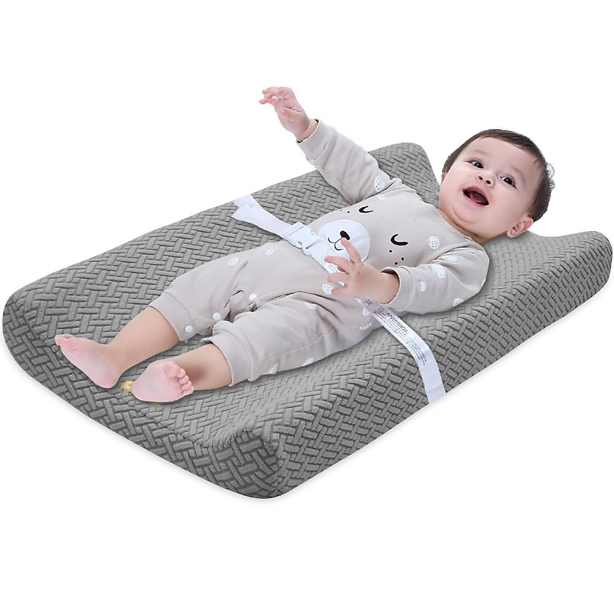 BlueSnail Comfortable and Breathable Changing Pad Cover - Soft, 2pk, Jacquard Flannel Design (Grey)