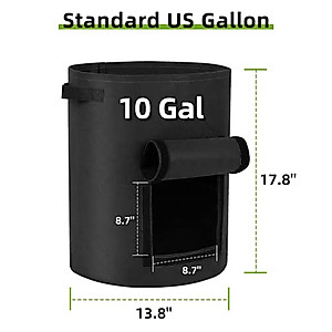 GreatBuddy 10 Gallon Potato Grow Bags 6-Pack, Thick Fabric Pots for Plants, Harvest Windows & Sturdy Handles, Labels Included, Black