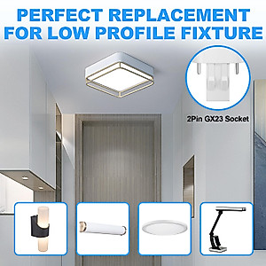 TOBEGLAM 6W 2 Pin GX23 LED PL Light Bulb, Replacement PLS 13W CFL Compact Fluorescent Bulbs, Daylight 6000K 600LM, PL Horizontal Recessed,Plug and Play, 2 Pack