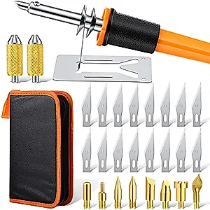 30 Pieces Electric Hot Knife Cutter Tools Multipurpose Stencil Cutter Wood Burning Tool for Cutting Carving Soft Thin Foam Cloth Cutter
