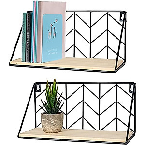 TIMEYARD Floating Shelves Wall Mounted Set of 2 Rustic Arrow Design Wood Storage for Bedroom, Living Room, Bathroom, Kitchen, Office, etc