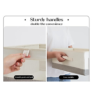 LoforHoney Home Closet Storage Bins with Clear Window, Foldalble Storage Baskets for Shelves with Handles, Fabric Storage Bins for Clothes, Shelf Baskets for Organizing, Beige & Gray, 2-Pack