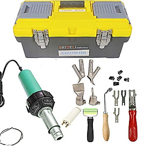 Go2Home 1600W Plastic Welder Kit Hot Air Welder Gun Complete Tool Set Hand Held Torch Welder Pistol with Flooring Butterfly Repair Welding Kit Carry Case