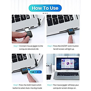 Meatanty USB Mouse Jiggler Tiny Undetectable Mouse Mover with Separate Mode and ON/OFF Buttons,Digital Display and Protective Cover,Supports Multi-Track,Driver-Free,Plug-and-Play Keeps PC Awake(2 Pcs)