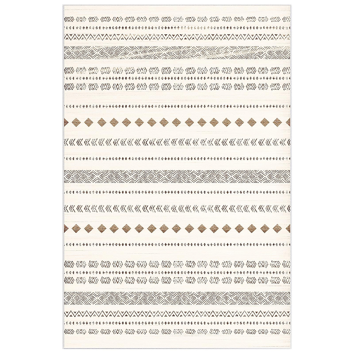 RELEANY Area Rug 8x10 Washable Rugs for Living Room Rug Non-Slip, Soft Moroccan Geometric Farmhouse Low Pile Design Printed Carpet for Dining Room Bedroom Office Home Decor Brown