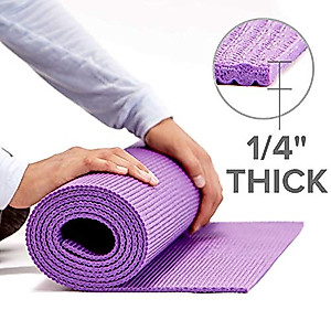 Gaiam Essentials Premium Yoga Mat with Yoga Mat Carrier Sling, Pink, 72 InchL x 24 InchW x 1/4 Inch Thick