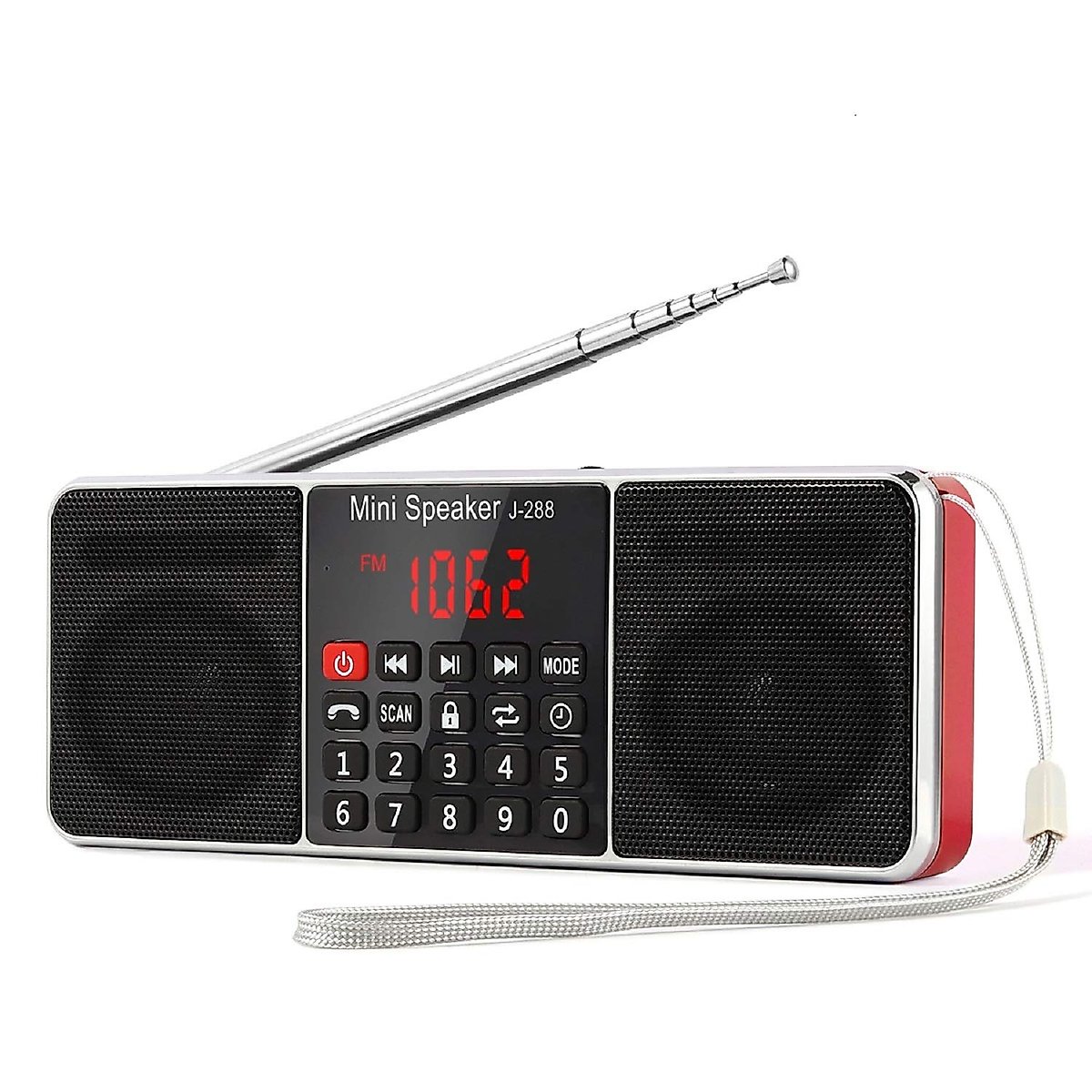 PRUNUS J-288 Portable Radio AM FM Radio with Bluetooth Speaker, Sleep Timer, Power-Saving Display, Ultra-Long Antenna, AUX Input & USB Disk & TF Card MP3 Player, NO Manual Preset