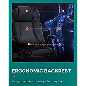 Office Chair Ergonomic Desk Chair PU Leather Computer Chair with Lumbar Support Flip up Armrest Task Chair Rolling Swivel Executive Chair(Black)