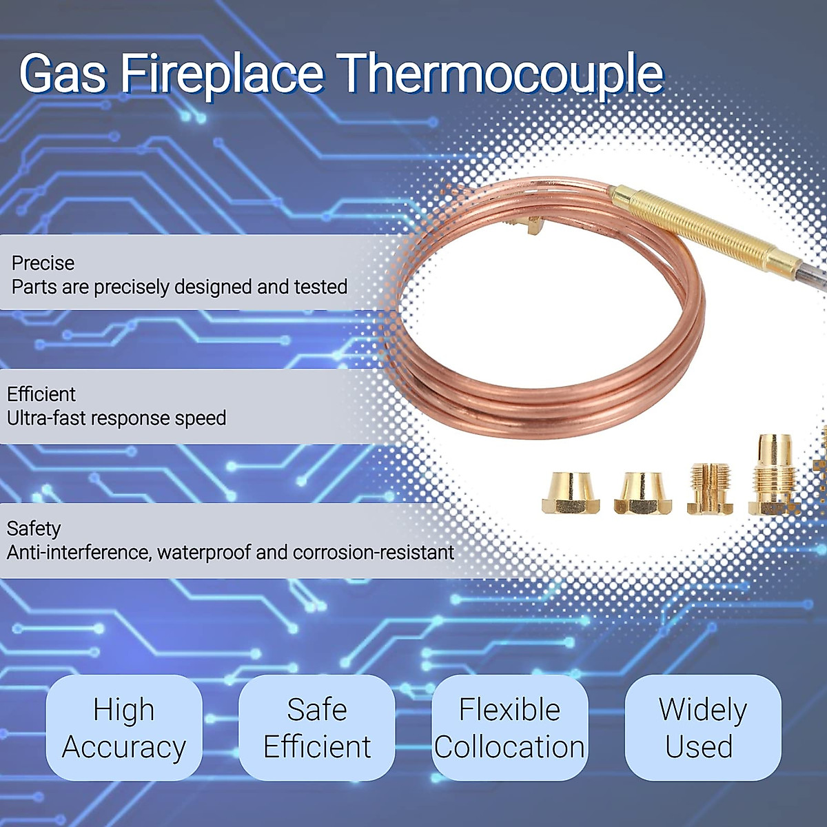 Gas Thermocouple,Gas Stove Universal Thermocouple Fireplace Replacement Kit Adaptors