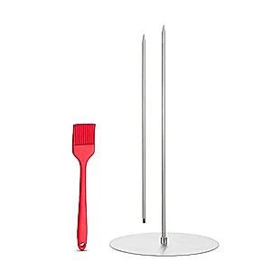 Kütral Vertical Skewer, Shawarma stand (9- and 12-Inches spike) Brazilian Skewer for Tacos Al Pastor,This Vertical Barbeque Grilling Rack Comes with Silicone Basting Brush