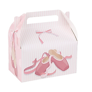 Hammont Ballerina Party Favor Treat Boxes - 10 Pack - Baby Shower & Girls Birthday Décor- Ballerina Gable Boxes, Cookie Box for Gift Giving, Princess Ballerina Party Decorations - 6.25x3.75x3.5 Inches