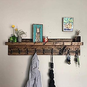 Coat Rack with Shelf (Choose your Length) Towel Rack Entryway Organizer Wall Mounted Hooks