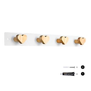 Yisiziyo Wall Mounted Kids Coat Rack with Hooks Coat Hook, Wall Mounted Backpack Hanger, Towel Rack with 4 Cute Hooks, No Drilling Needed(heart-1pc)