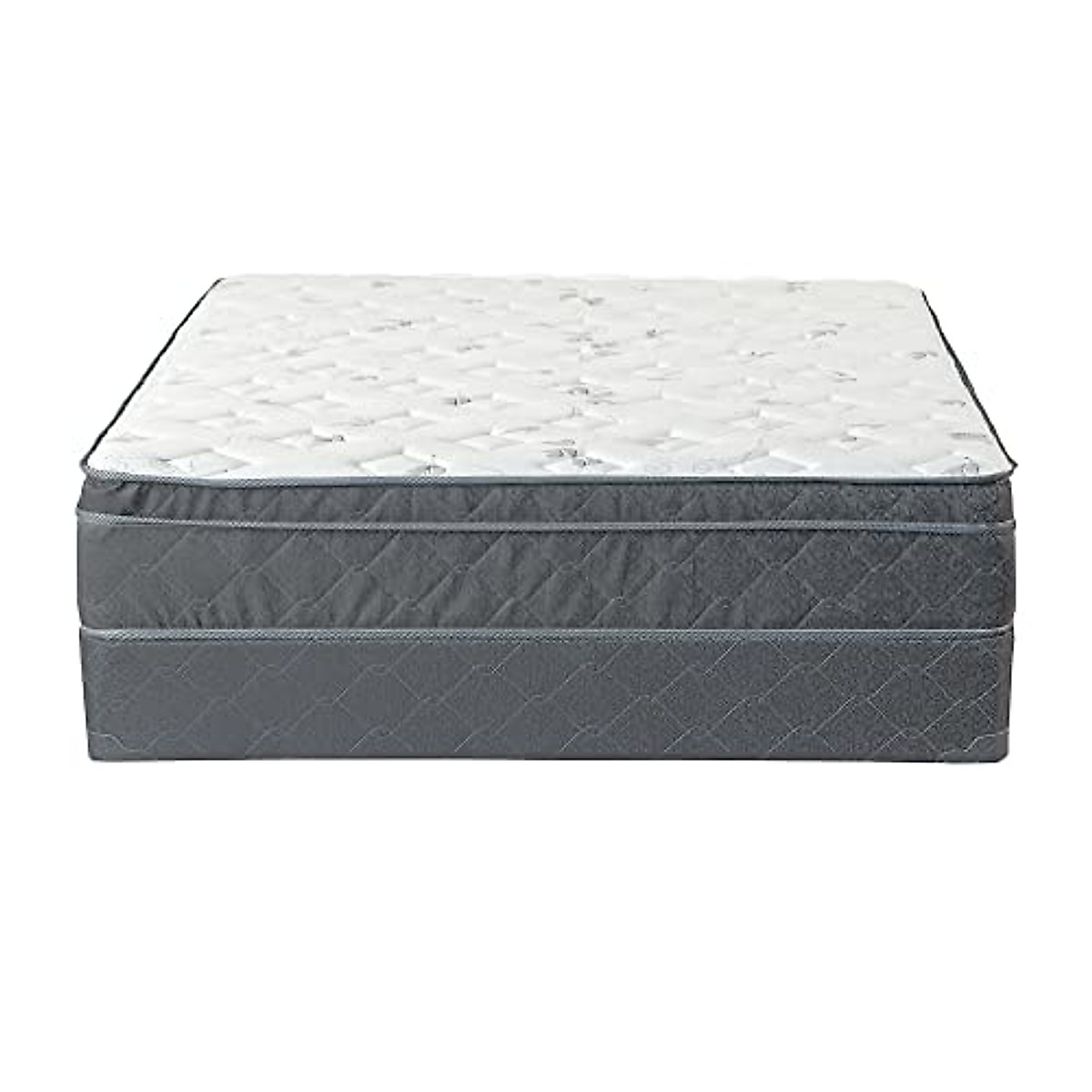 Treaton 13-Inch Extra Firm Foam Encased Eurotop Hybrid Mattress & 8" Wood Traditional Box Spring/Foundation Set, Full, Black