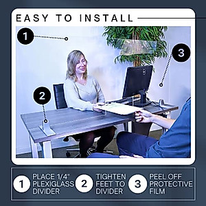 Plexiglass Table Top Sneeze Guard – Desk Divider for Students, Office, Transactions – Acrylic Shield | (24" x 36")