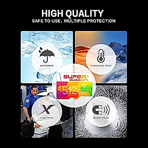 512GB Micro SD Card High Speed Micro SD Memory Cards Class 10 for Camera,Smartphone Computer Game Console,Camcorder, Surveillance, Drone