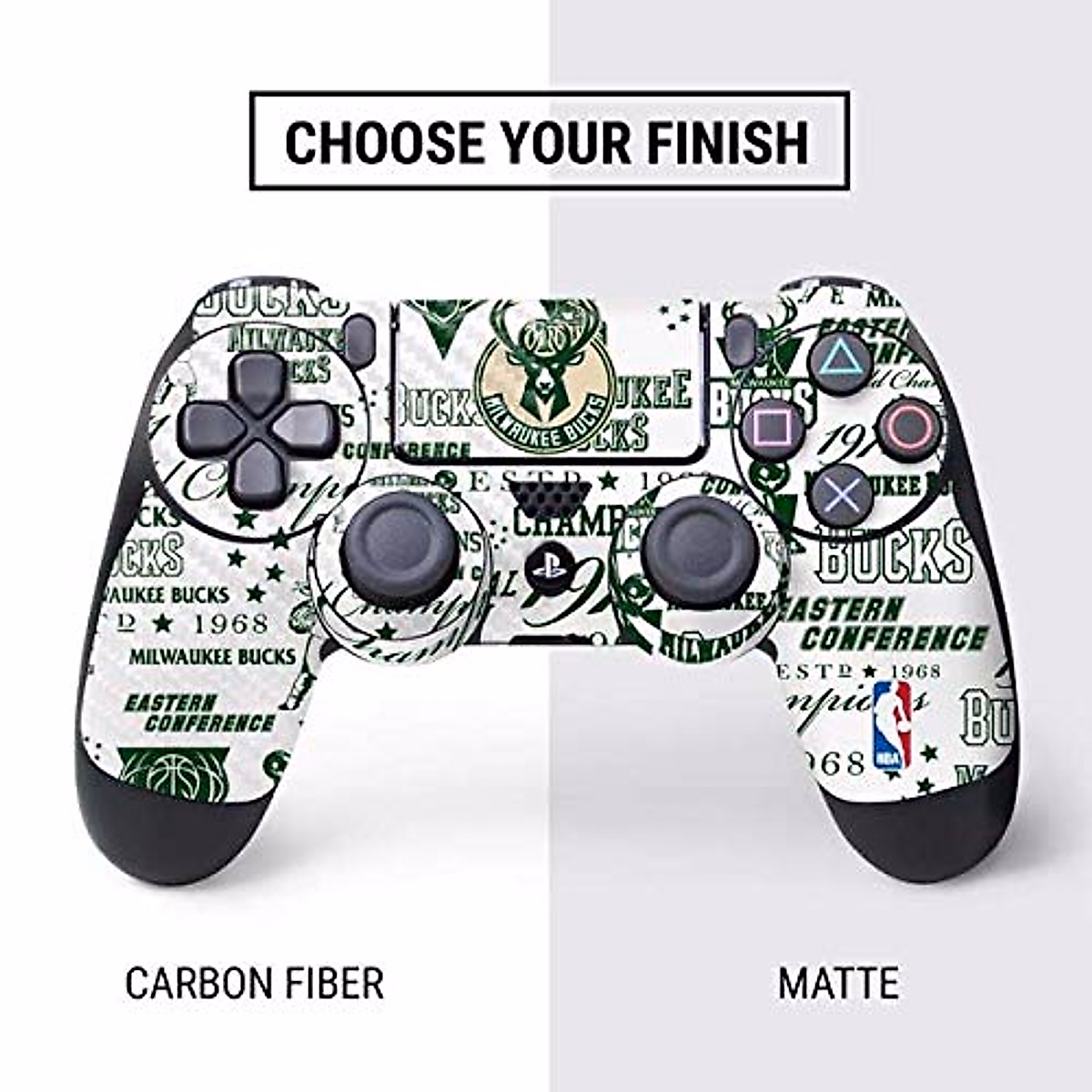 Skinit Decal Gaming Skin Compatible with PS4 Controller - Officially Licensed NBA Milwaukee Bucks Historic Blast