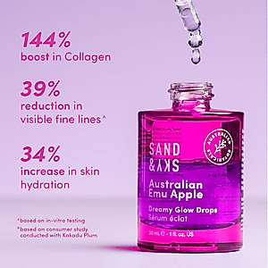 Sand & Sky Australian Glow Berries Dreamy Glow Drops - Bi-Phase Hyaluronic Acid Serum with Vitamin C and Jojoba Oil Facial Serum Face Care