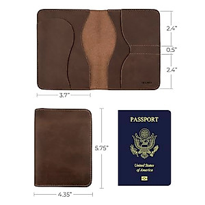 Hide & Drink, Double Passport Cover with Slots for Bills and Keys, Rustic Case, ID Organizer, Full Grain Leather, Handmade Accessories, Bourbon Brown