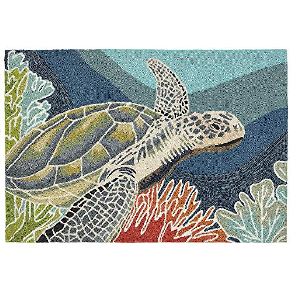 Liora Manne Ravella Indoor Outdoor Rug - Nautical Rug, Sea Life & Ocean Theme Decor, Comfortable & Durable, UV Stabilized, Stain Resistant Rug, Akumal, 2' x 3'