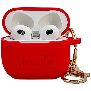 Custom Case Compatible with AirPods 3rd Cover generation With Keychain，Personalized Name Gift Silicon Protective Accessories for Apple Airpods 2nd 1st 3 Pro Birthday for Women Men Girls Boys