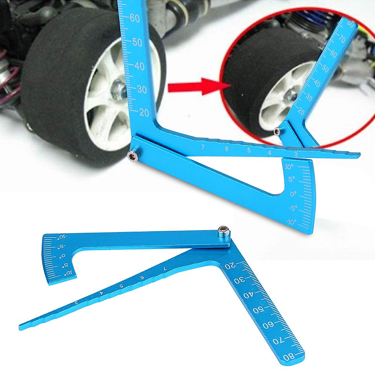 Tbest RC Adjustable Ruler, Adjusting Height and Wheel Rims Camber Multi Angle Measuring Tool for On-Road RC Car Rc Camber Gauge Rc Ride Height Gauge Rc Camber and Toe Gauge Rc Car Tools