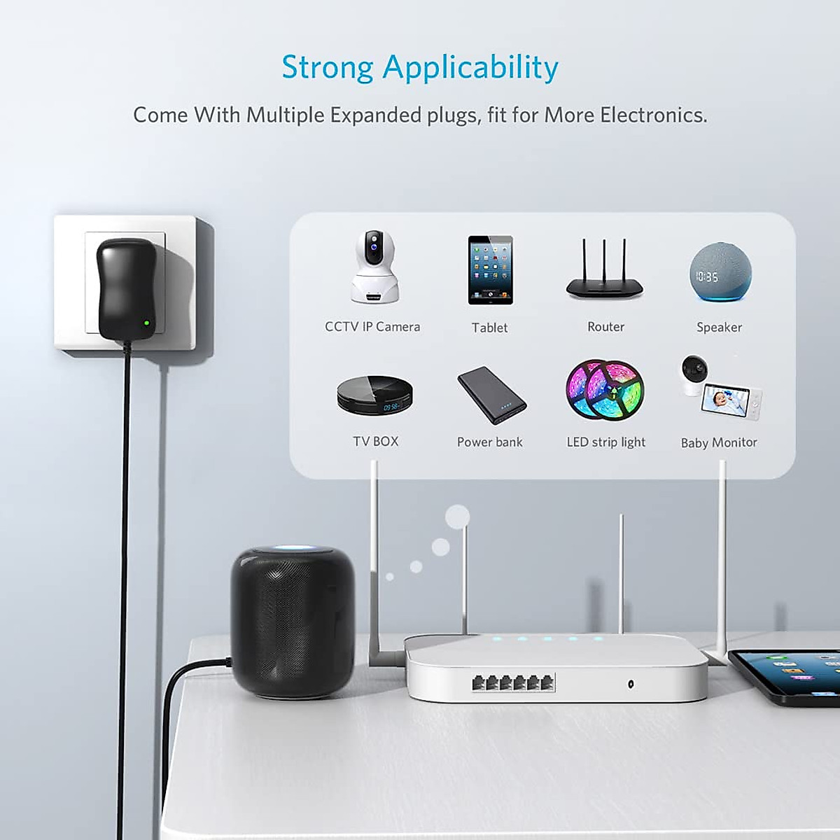 Belker 36W 3V 4.5V 5V 6V 7.5V 9V 12V Adjustable Voltage Universal AC/DC Adapter Power Supply for Household Electronics Security Camera Router LED Strip Light Keyboard Tablet - 3A 3000mA Max.