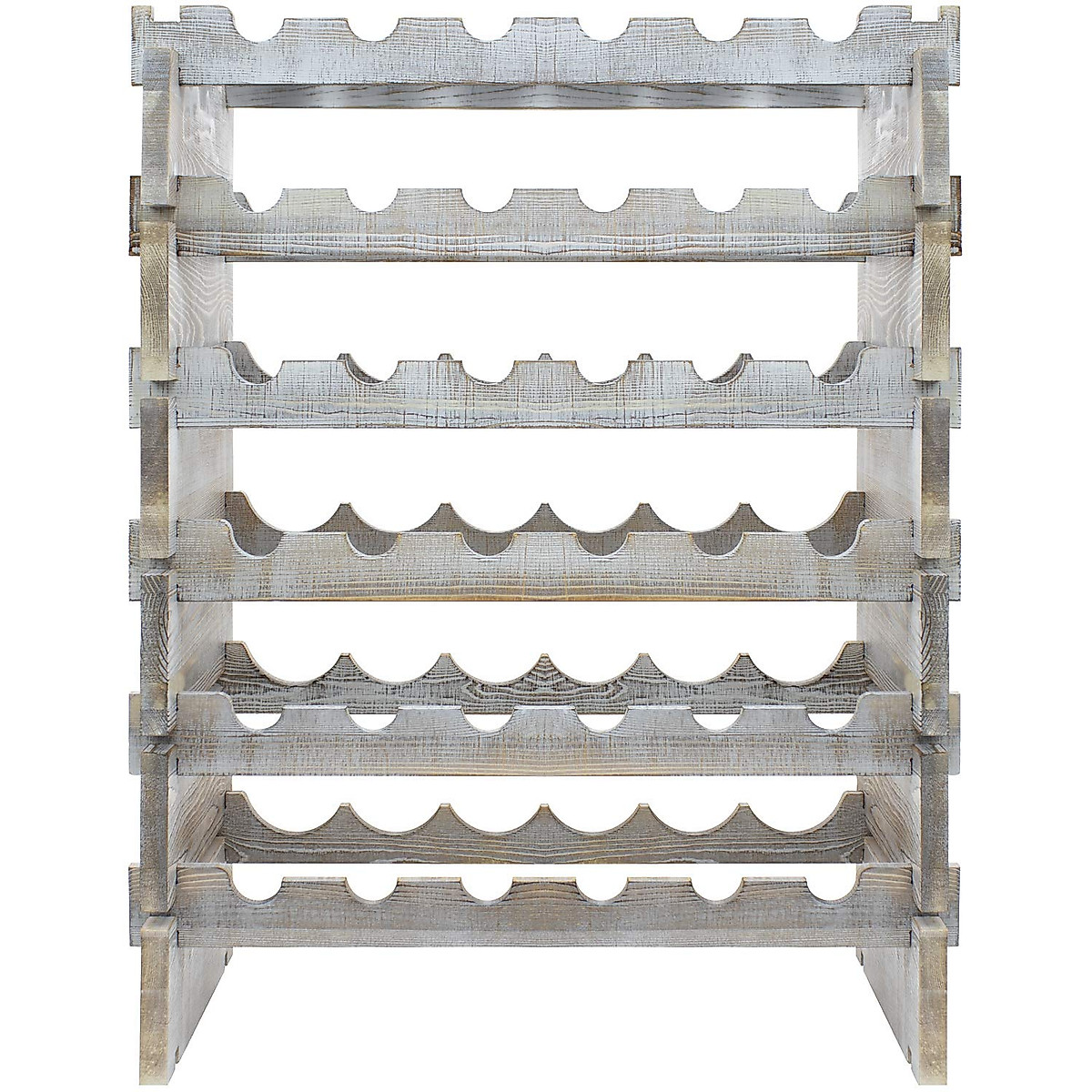Sorbus® Wood Wine Stackable Rack 6 Tier — Rustic Style Wine Racks for Bottles — Perfect for Bar, Wine Cellar, Basement, Cabinet, Pantry, etc. (6-Tier, Grey Wood)