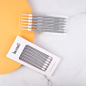 IBLESSU 48 Count Birthday Candles Long Thin Cake Candles - Numeral Birthday Candles Cupcake Candle Sticks in Holders for Birthday Wedding Party Cake Birthday Decorations Kids,Adults,Wedding (Silver)