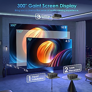 [2023 Updated] Projector with 5G WiFi and Bluetooth, GINCSRI 16000L Native 1080P Full HD Outdoor Portable Movie Projector 4k Support, 4D Keystone Infinite Zoom, Compatible with TV Stick/Phone/PC/PS5