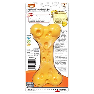 Nylabone Power Chew Cheese Bone Dog Chew Toy, Cute Dog Toys for Aggressive Chewers, Cheese Flavor, X-Large/Souper (1 Count)