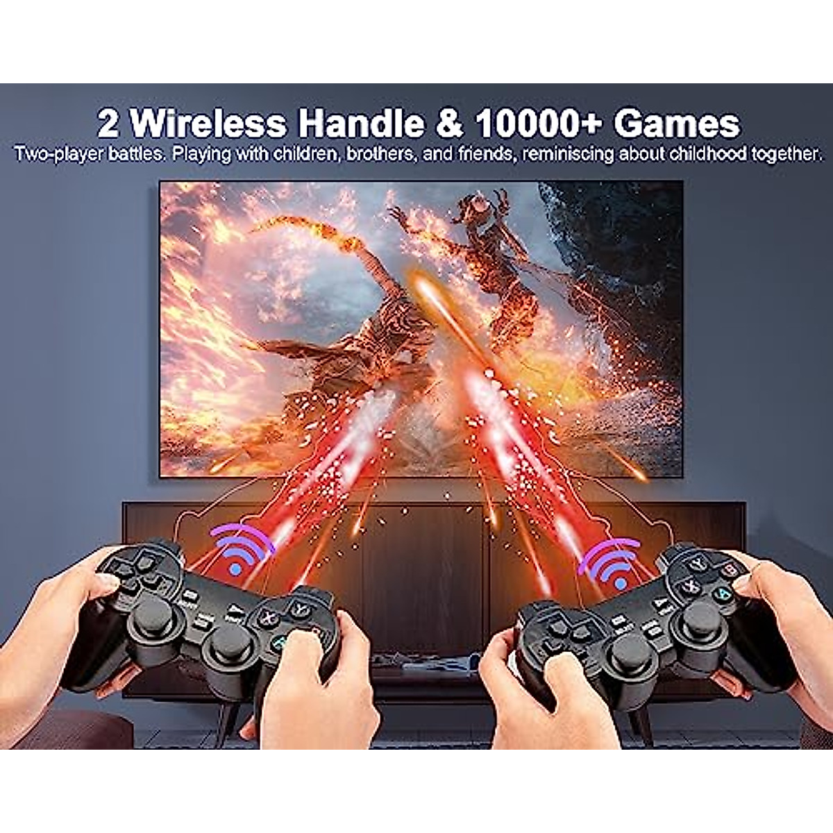 Magcubic Wireless Old Game Console Android TV Stick, Old Game Stick 8K HDMI Output, Plug & Play Video Game Stick 10000+ Games, 64G, 3D, 10 Emulators Dual 2.4G Wireless Controllers