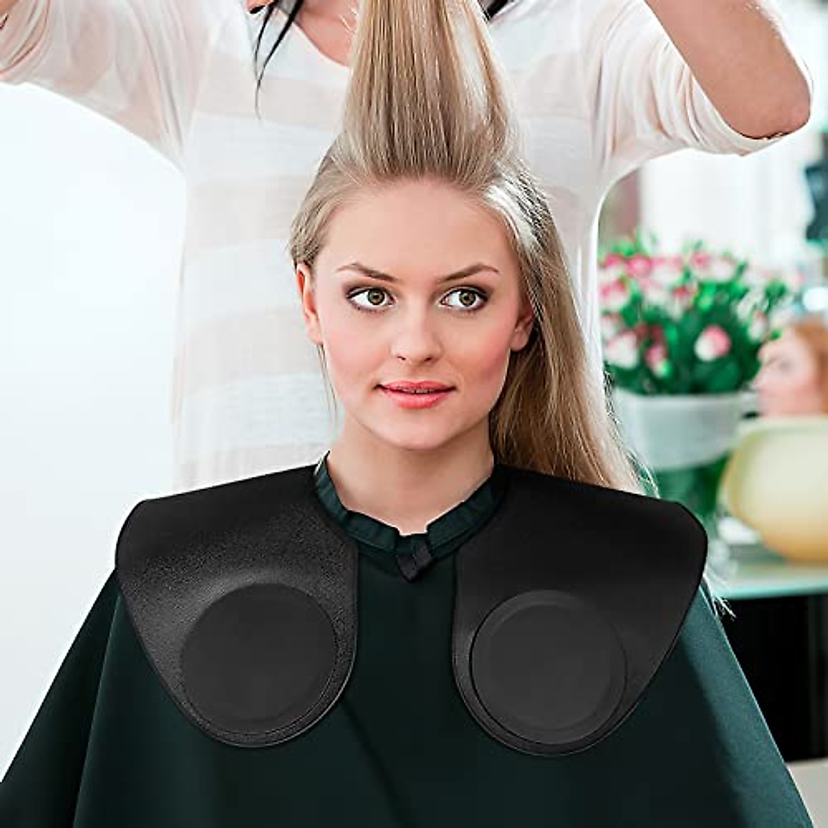 Lurrose Salon Hair Cutting Collar Cape, Hair Cutting Cape Angular and Straight Cutting Guidelines Hair Dye Cape for Hairdressing Black