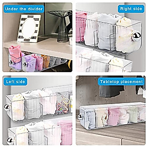 MTZRFLL Underwear Drawer Organizer, Wall Mount Sock Organizer for Closet, Bedroom, Dresser, Office, Kitchen, Dustproof Plastic Wall Storage Box (1Pack, Clear)