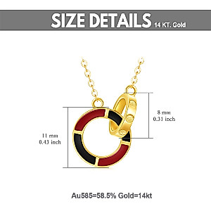 SISGEM 14k Gold Natural Carnelian Double Circle Necklace for Women, Anniversary Jewelry for Wife, Birthday Gifts for Her, 16-18 Inch