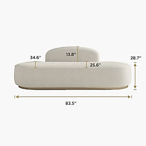 Acanva Modern Living Room Curved Sofa with Rounded Lines, 3-Seater Couch for Apartment, Business Lounge, Waiting Area, Hotel Lobby, White